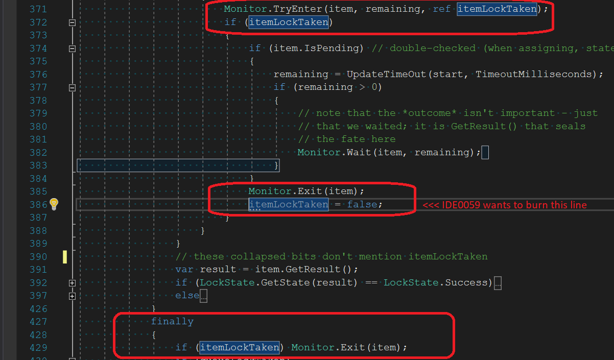 IDE0059 "Remove redundant assignment" can break code logic · Issue #39344 · dotnet/roslyn · GitHub