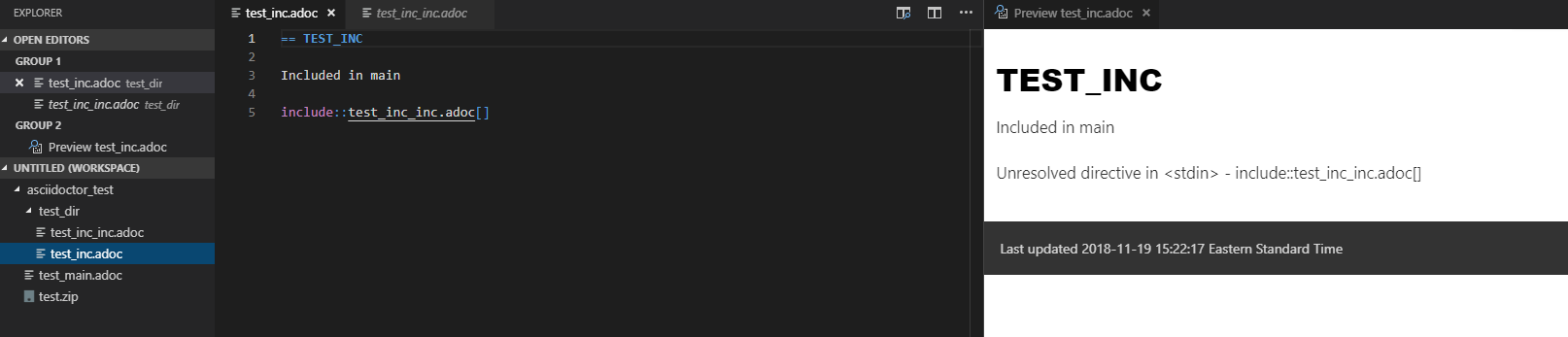 Issue with include resolution · Issue #130 · asciidoctor/asciidoctor-vscode · GitHub