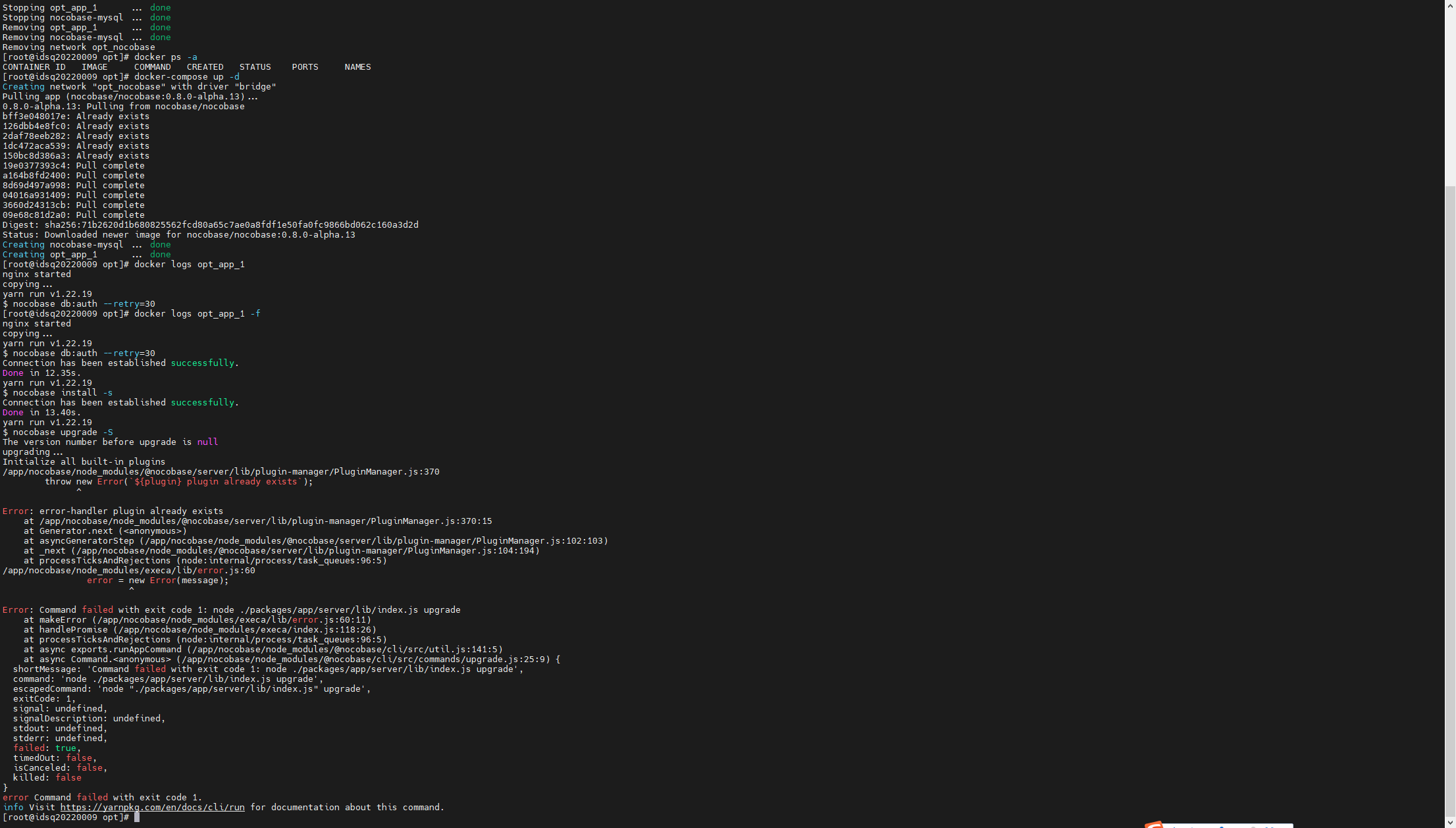 docker 升级版本到0.8.0-alpha.9失败 · Issue #1036 · nocobase/nocobase · GitHub