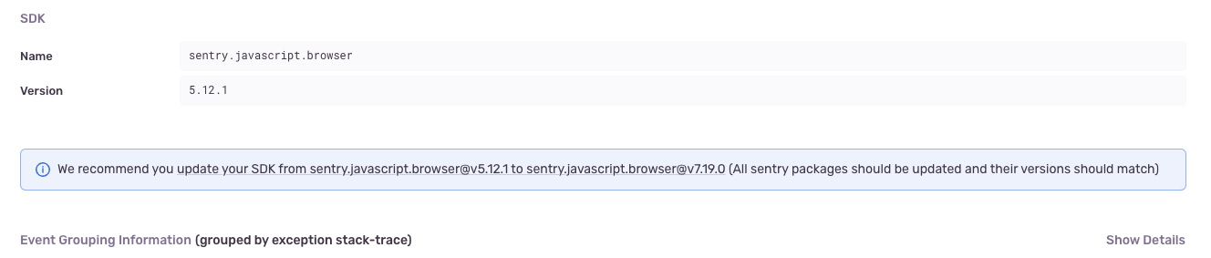 Sentry Keeps Saying That The Sdk Must Be Updated · Issue 6201 · Getsentrysentry Javascript