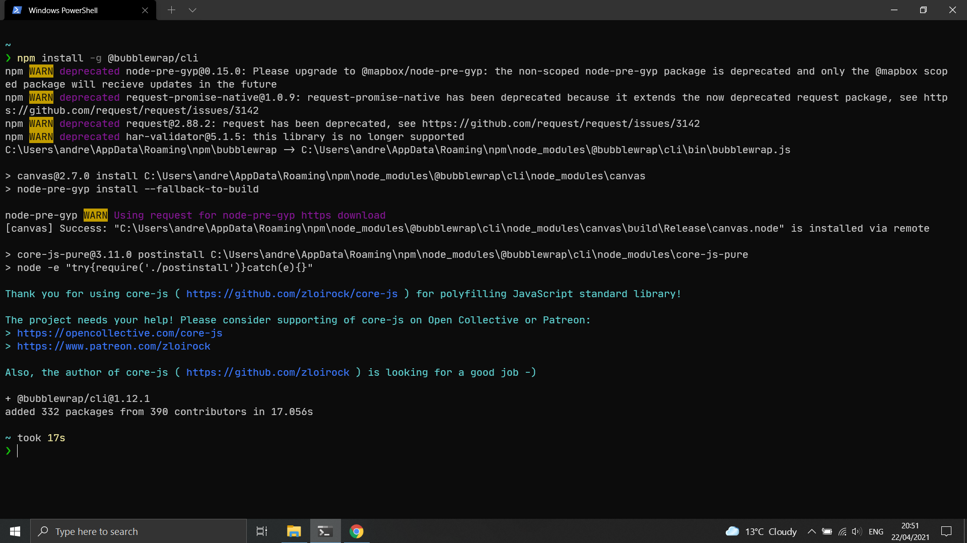 [Windows] Error on installing buublewrap when using "npm install -g @bubblewrap/cli" · Issue ...