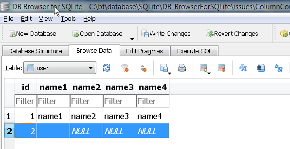 [Bug]: Column content lost on data entry · Issue #3248 · sqlitebrowser/sqlitebrowser · GitHub