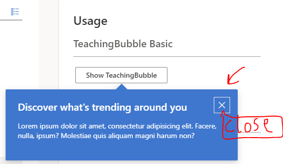 TeachingBubble's close icon button does not show tooltip in focus · Issue #19949 · microsoft ...