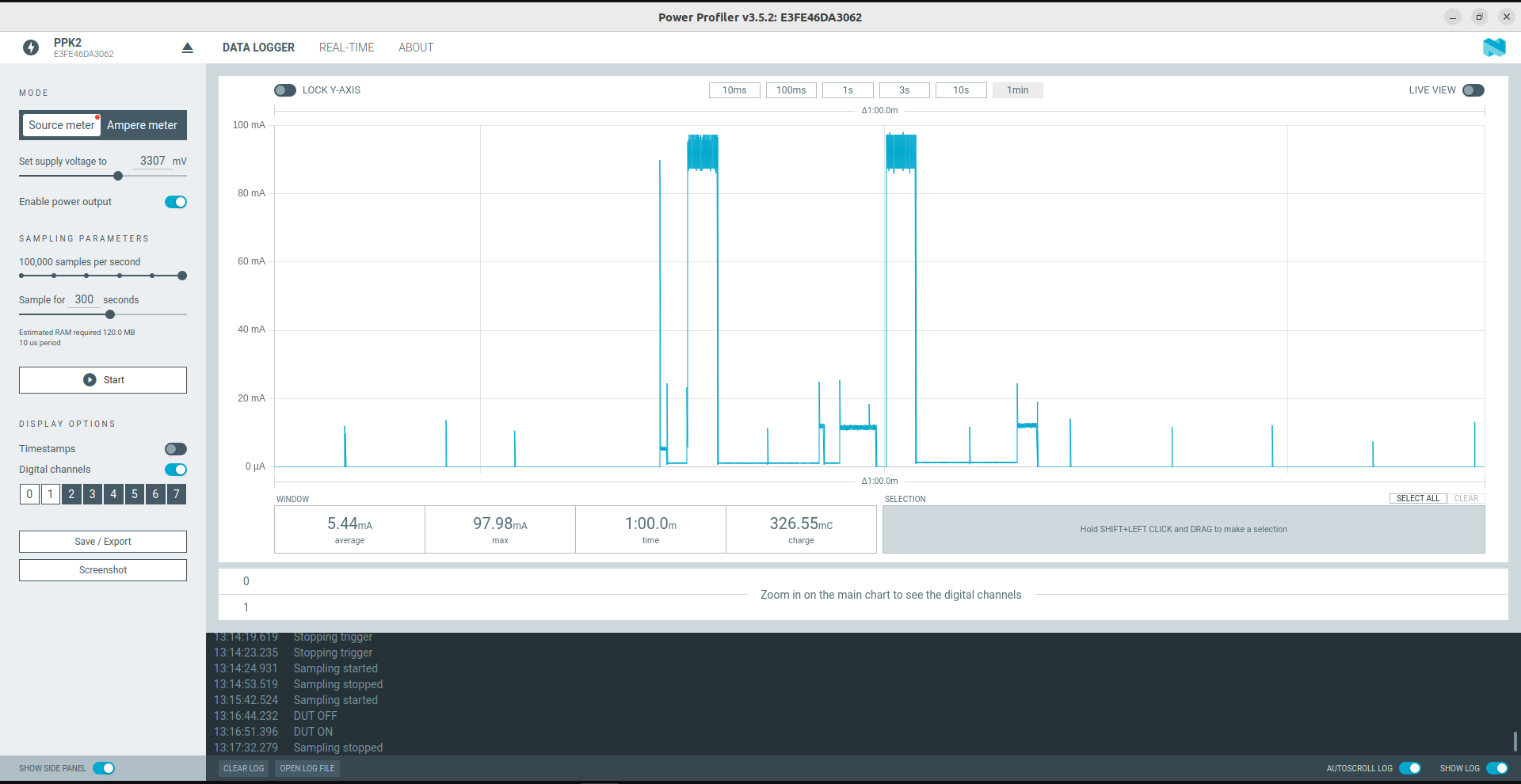 Logarithmic scale · Issue #296 · NordicSemiconductor/pc-nrfconnect-ppk · GitHub