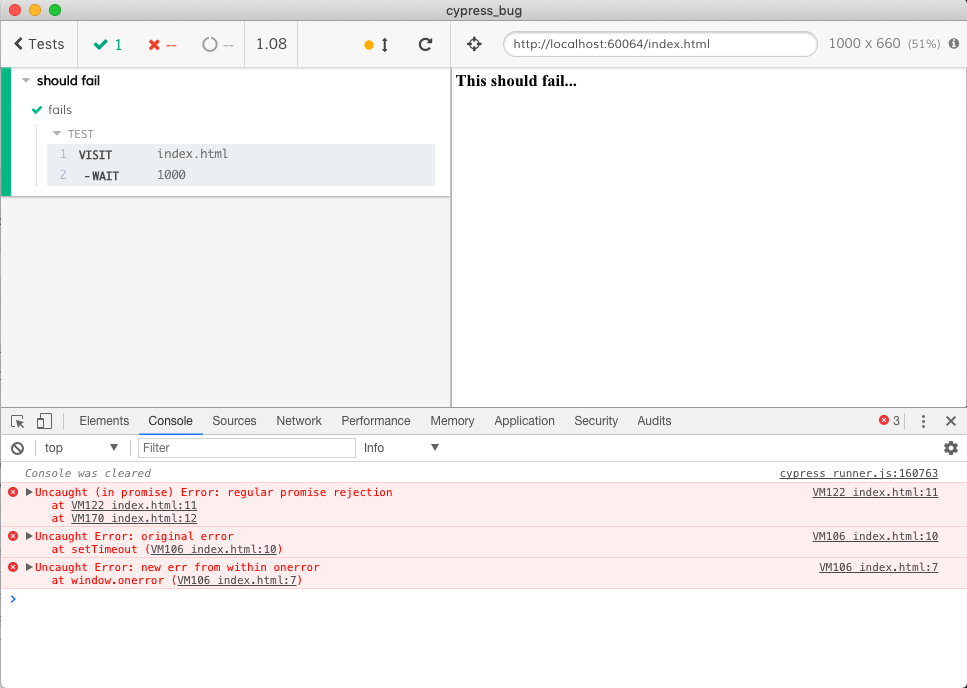 Cypress Doesnt Fail Test On Range Of Unhandled Exceptions · Issue 2487 · Cypress Iocypress