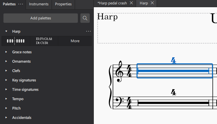 Crash when deleting Harp pedal diagram added to multimeasure rest · Issue #18563 · musescore ...