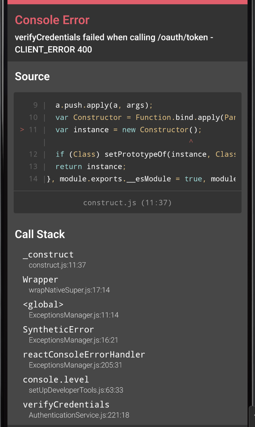 verifyCredentials failed when calling /oauth/token - CLIENT_ERROR 400 · Issue #326 · inaturalist ...