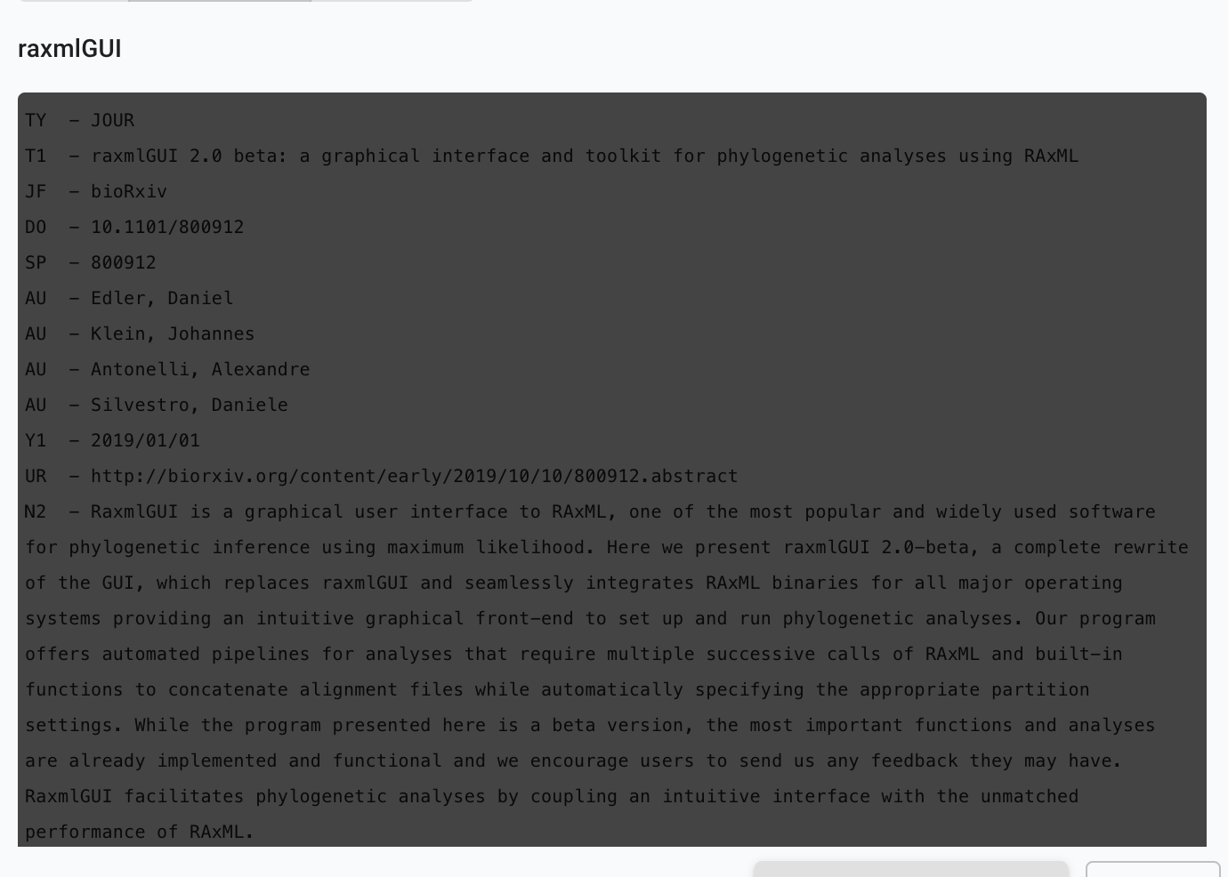 Restyle light themed citation div · Issue #127 · AntonelliLab/raxmlGUI ...