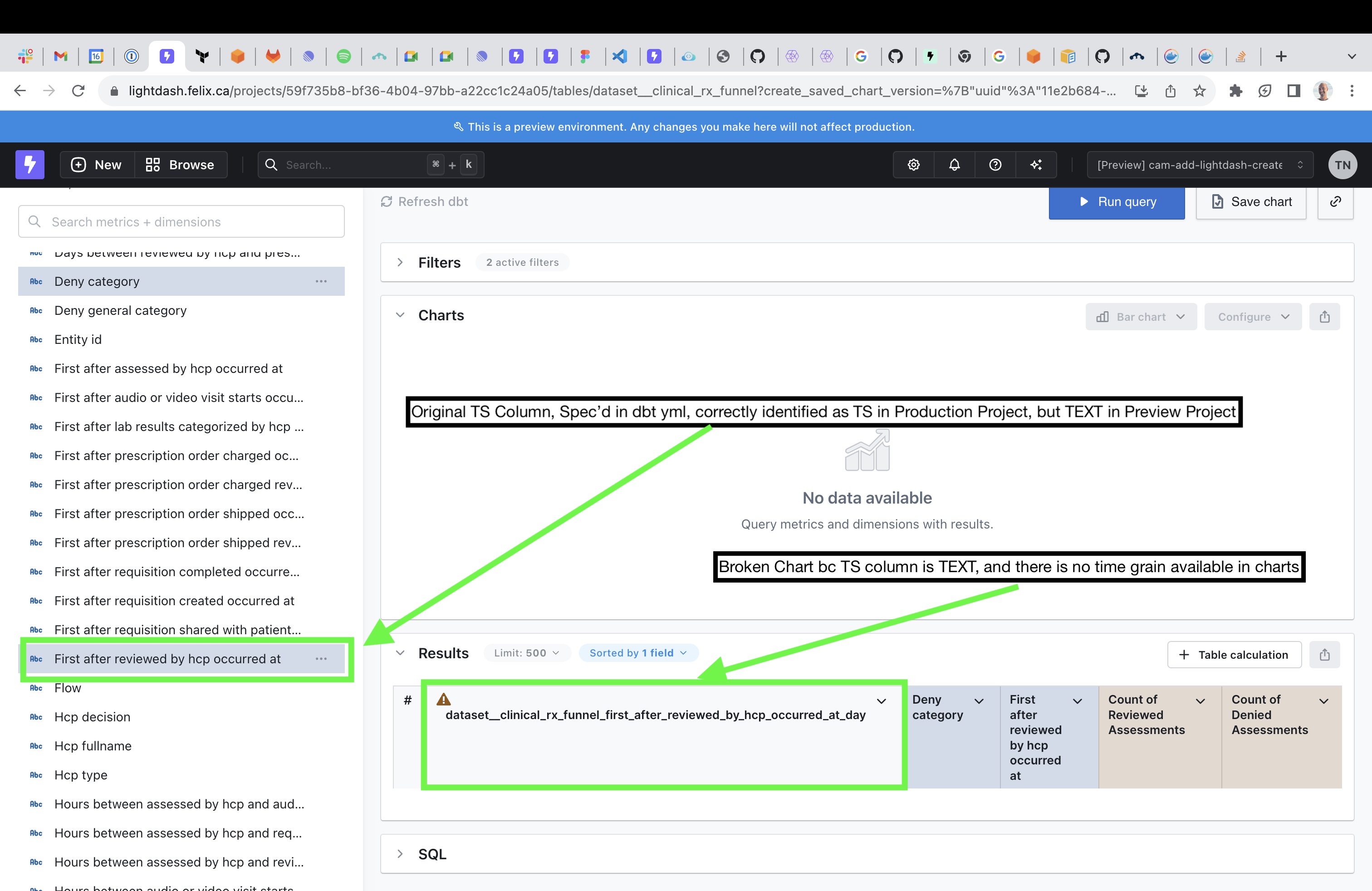 Every Dimension in a Preview Becomes Text, Causing Validation Errors · Issue #6791 · lightdash ...
