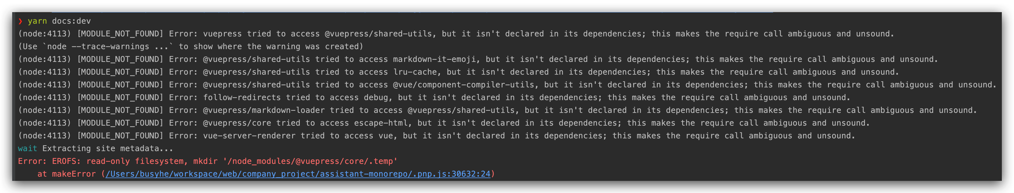 yarn2 dev · Issue #2735 · vuejs/vuepress · GitHub