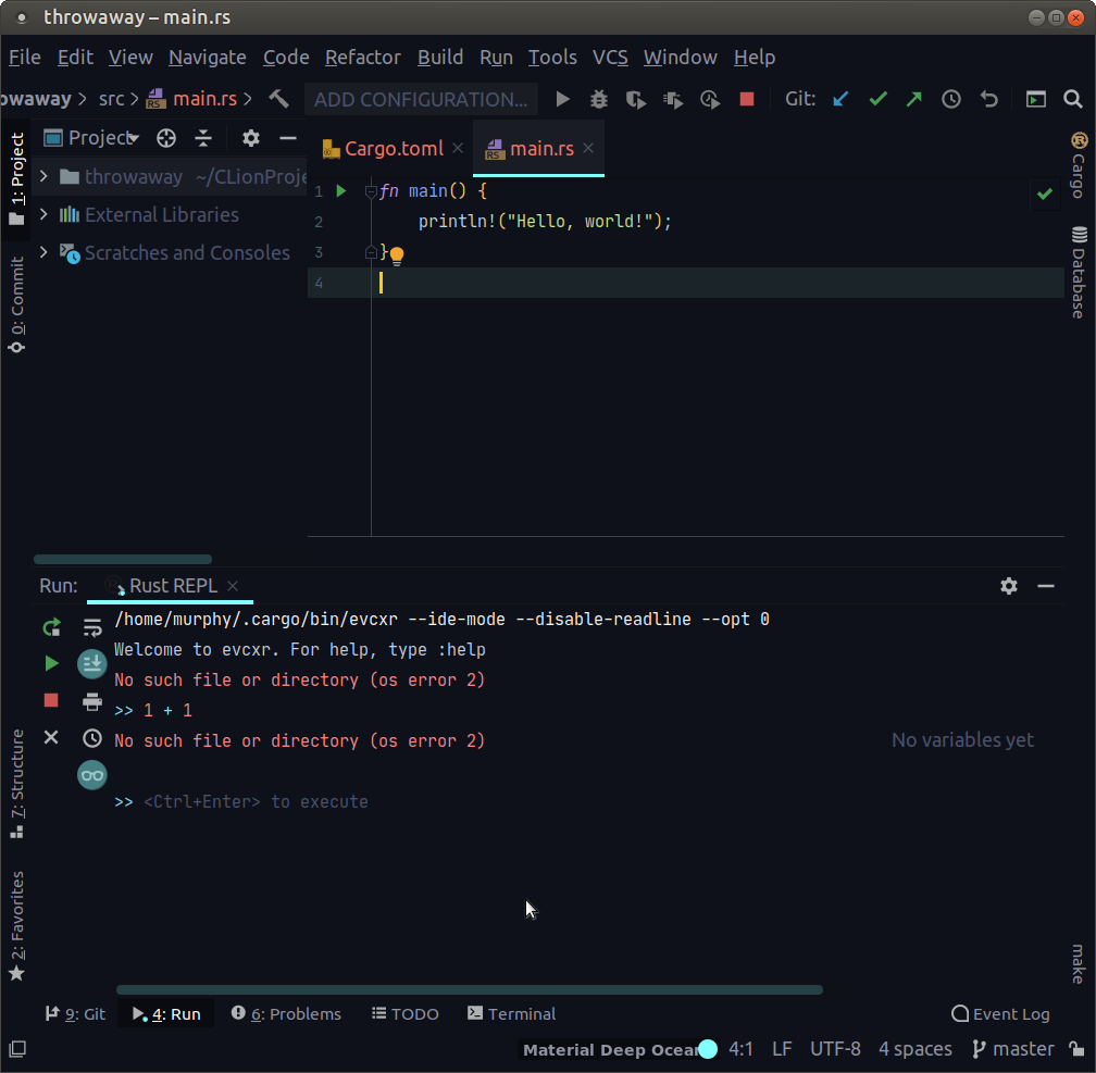Error when starting evcxr repl · Issue #5941 · intellij-rust/intellij-rust · GitHub