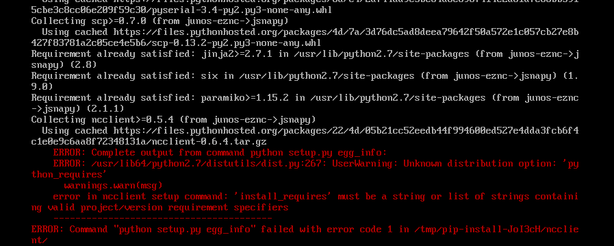 JSNAPy install issue in centos 7.6 · Issue #339 · Juniper/jsnapy · GitHub
