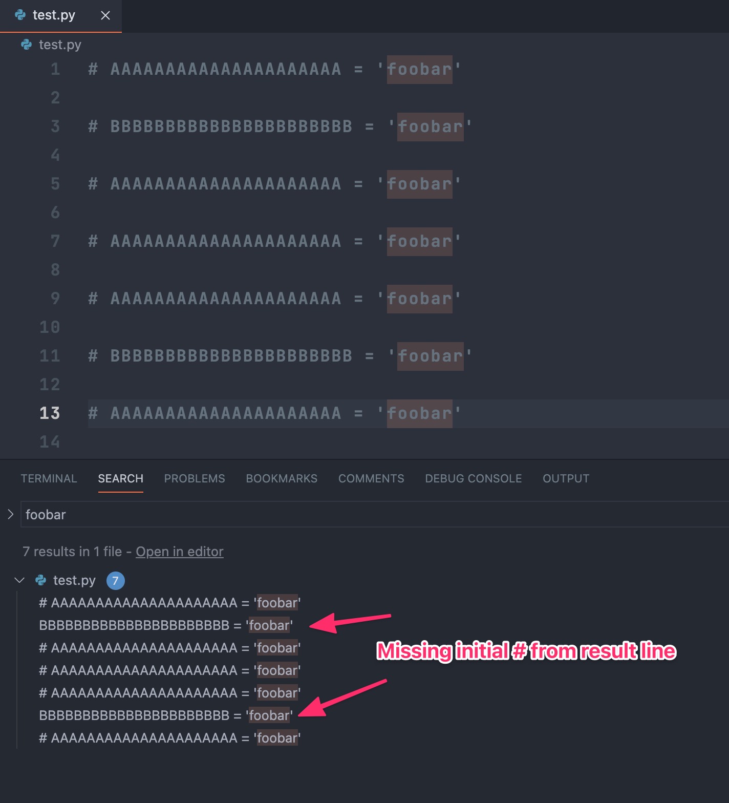 Search results omit certain characters · Issue #114940 · microsoft ...