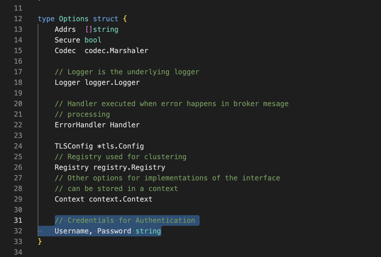 [FEATURE] Adding credentials to broker options for authentication to broker · Issue #2621 ...