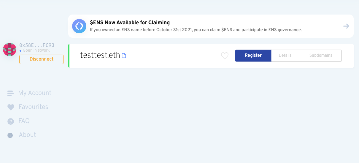 Can not see register UI in Goerli network · Issue #1451 · ensdomains/ens-app · GitHub