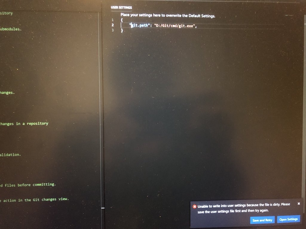 Unable to save settings file because it's dirty · Issue #51474 ...