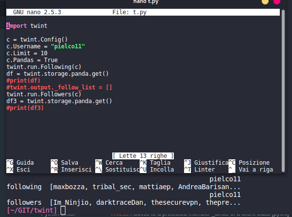 [REQUEST] Save Followers with Pandas · Issue #173 · twintproject/twint · GitHub