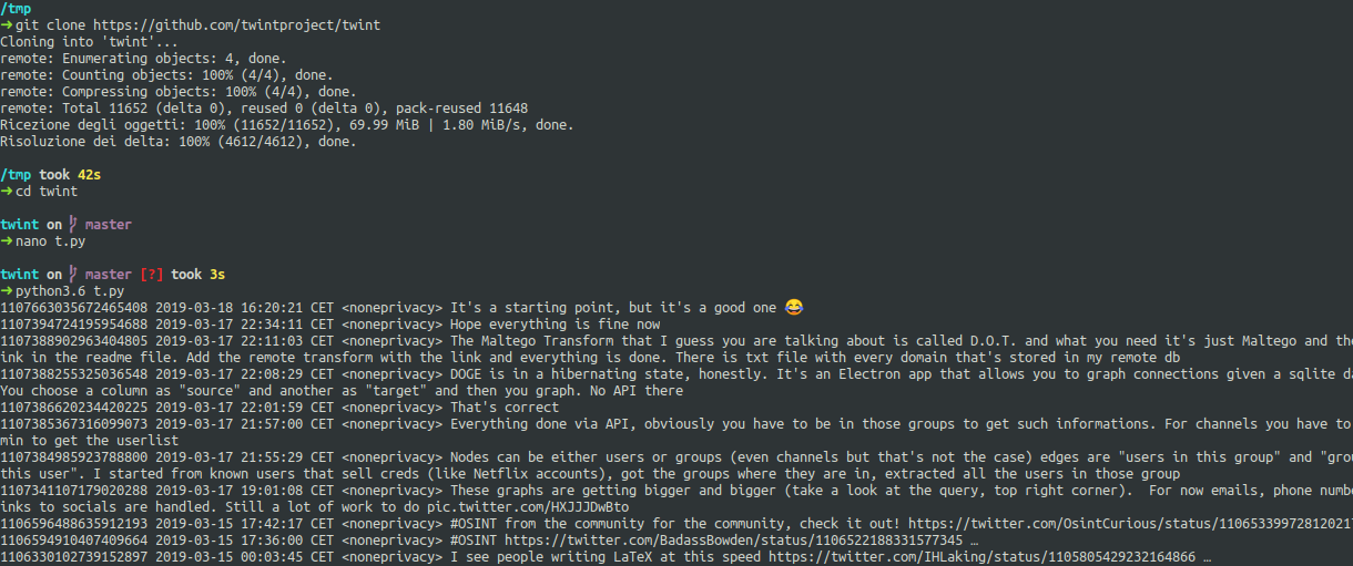 NoneType exception using both c.Username and c.User_id · Issue #376 · twintproject/twint · GitHub