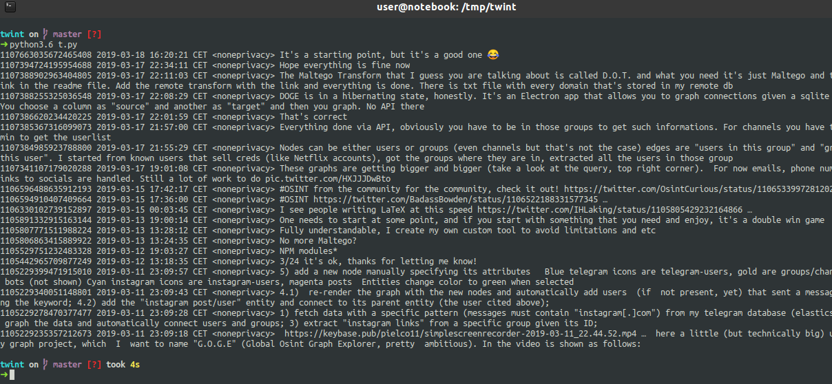 NoneType exception using both c.Username and c.User_id · Issue #376 · twintproject/twint · GitHub
