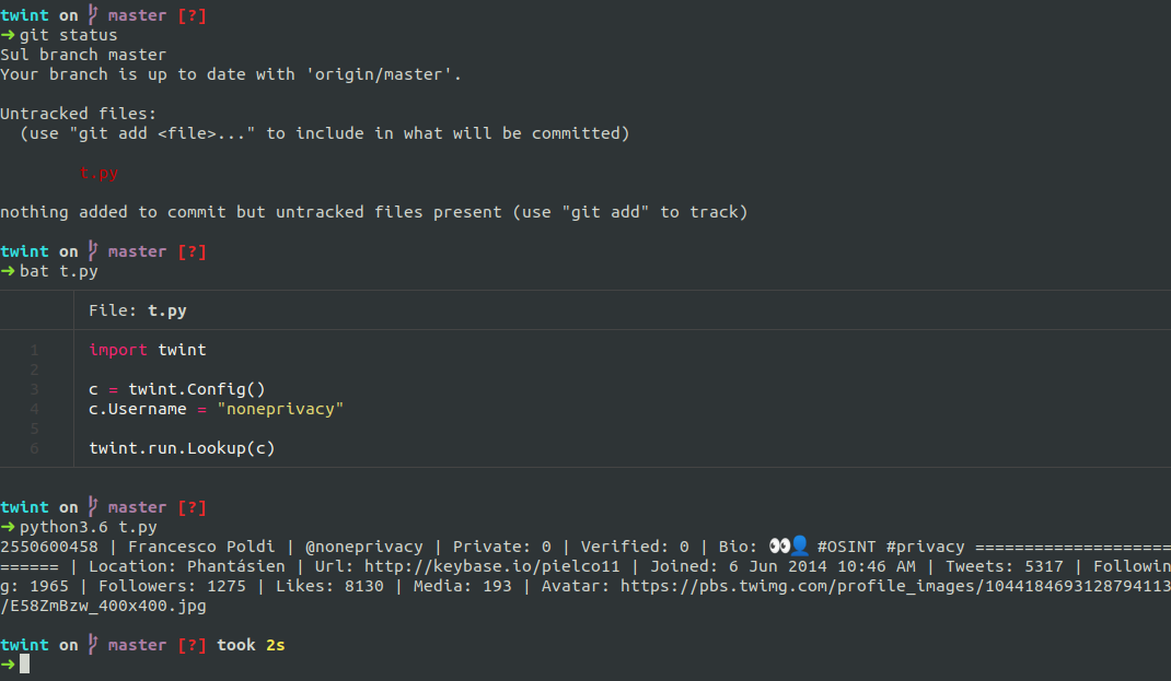 NoneType exception using both c.Username and c.User_id · Issue #376 · twintproject/twint · GitHub