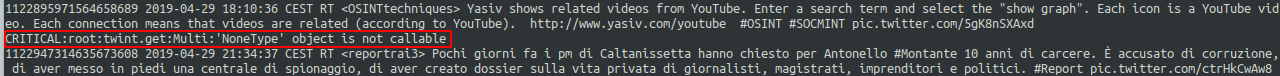 CRITICAL:root:twint.get:User:'NoneType' object is not subscriptable + Unicode issues · Issue ...