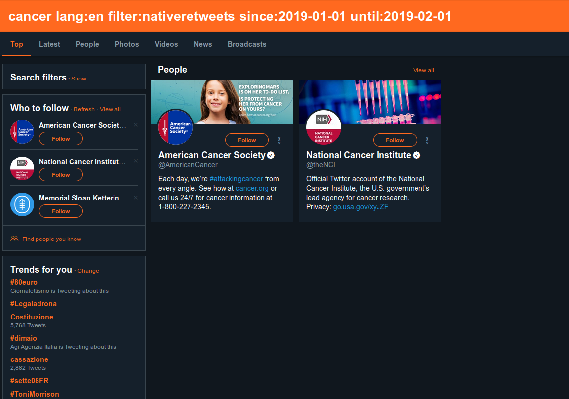 [QUESTION] apply "filter:nativeretweets" to search function · Issue #492 · twintproject/twint ...