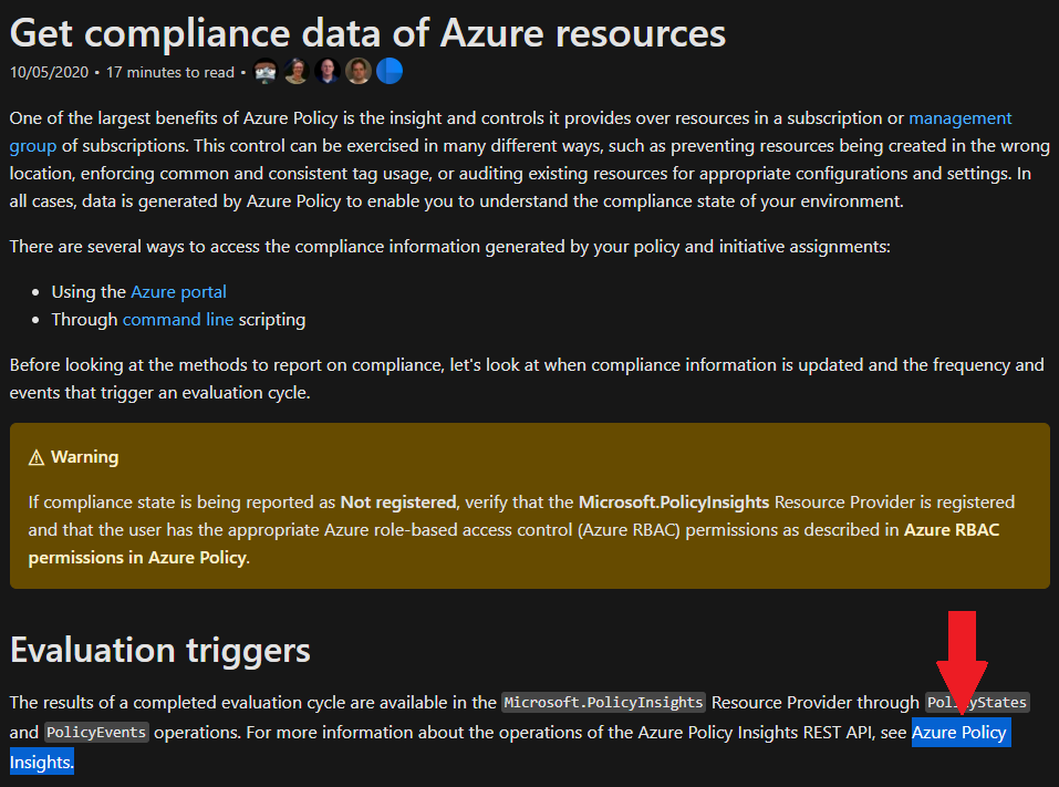 Azure Policy Insights link broken · Issue #72275 · MicrosoftDocs/azure-docs · GitHub