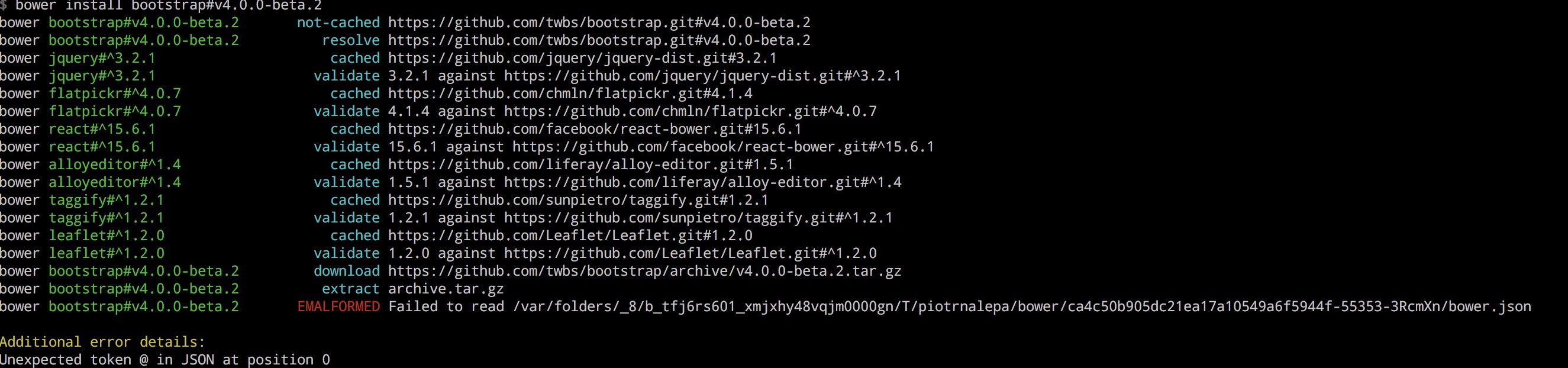 Problem With Installing The Latest Beta V4 0 0 Beta 2 Using Bower · Issue 25031 · Twbs