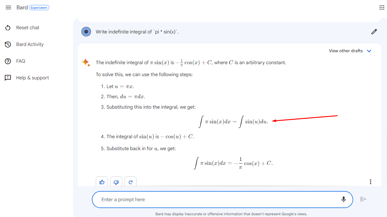 Support mathematical formulas (like in MathJax or TeX) provided by Google Bard (Feature Request ...