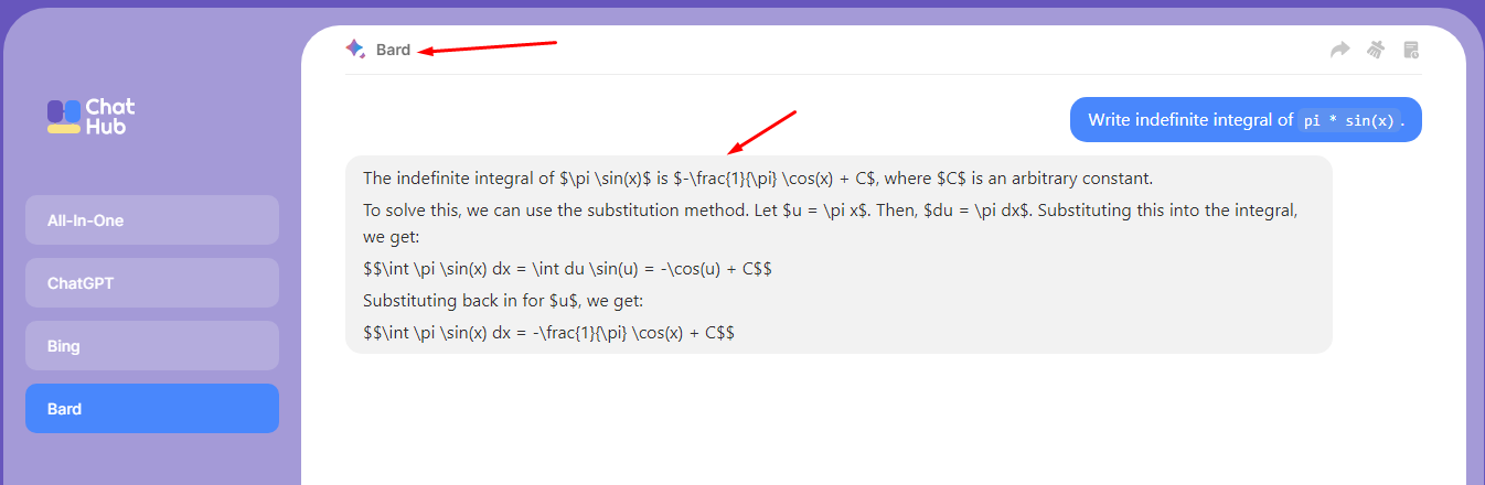 Support mathematical formulas (like in MathJax or TeX) provided by Google Bard (Feature Request ...