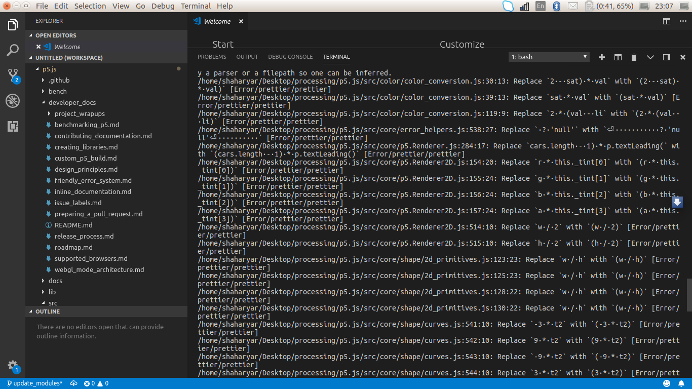 solve Prettier issue for code quality · Issue #3546 · processing/p5.js · GitHub