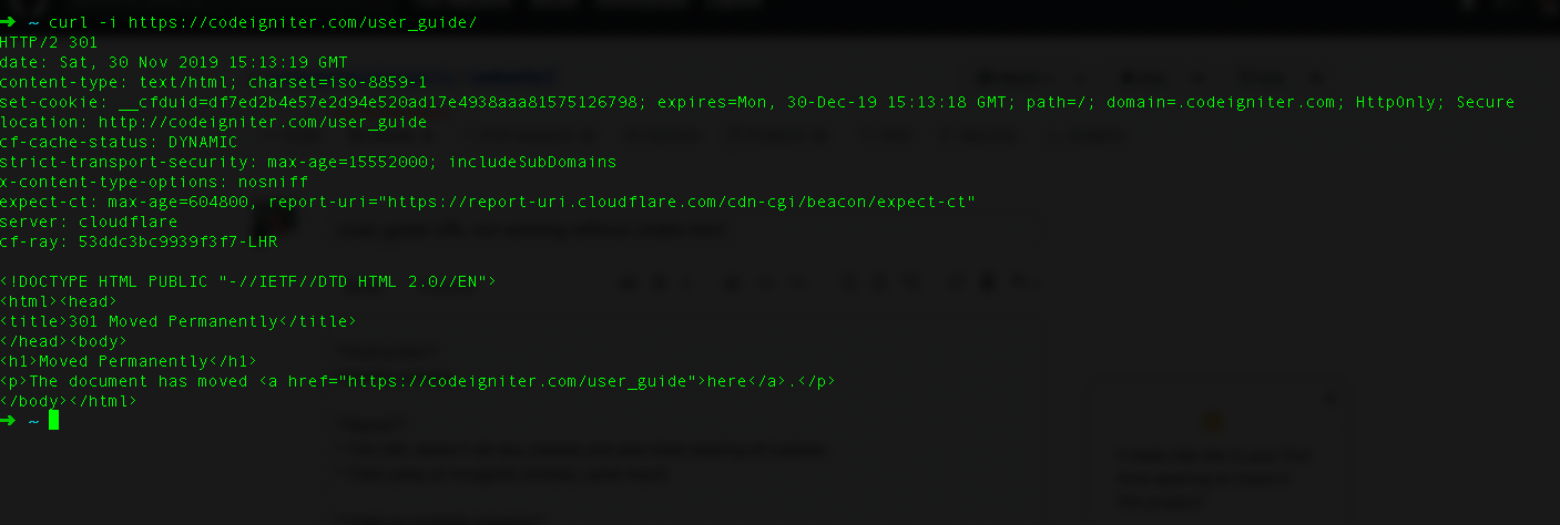 /user_guide URL not working without /index.html · Issue #49 · codeigniter4projects/website-old ...