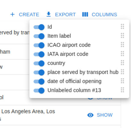 SelectColumnsButton add unlabelled column for Show/Edit Buttons and Selectable Columns checkbox ...
