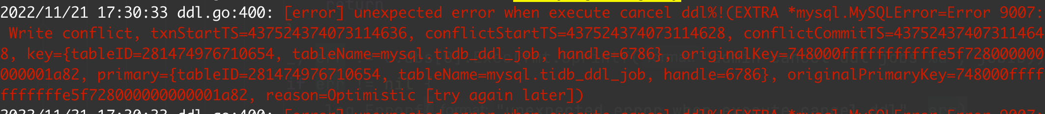 admin cancel may encounter write conflict error · Issue #39292 · pingcap/tidb · GitHub