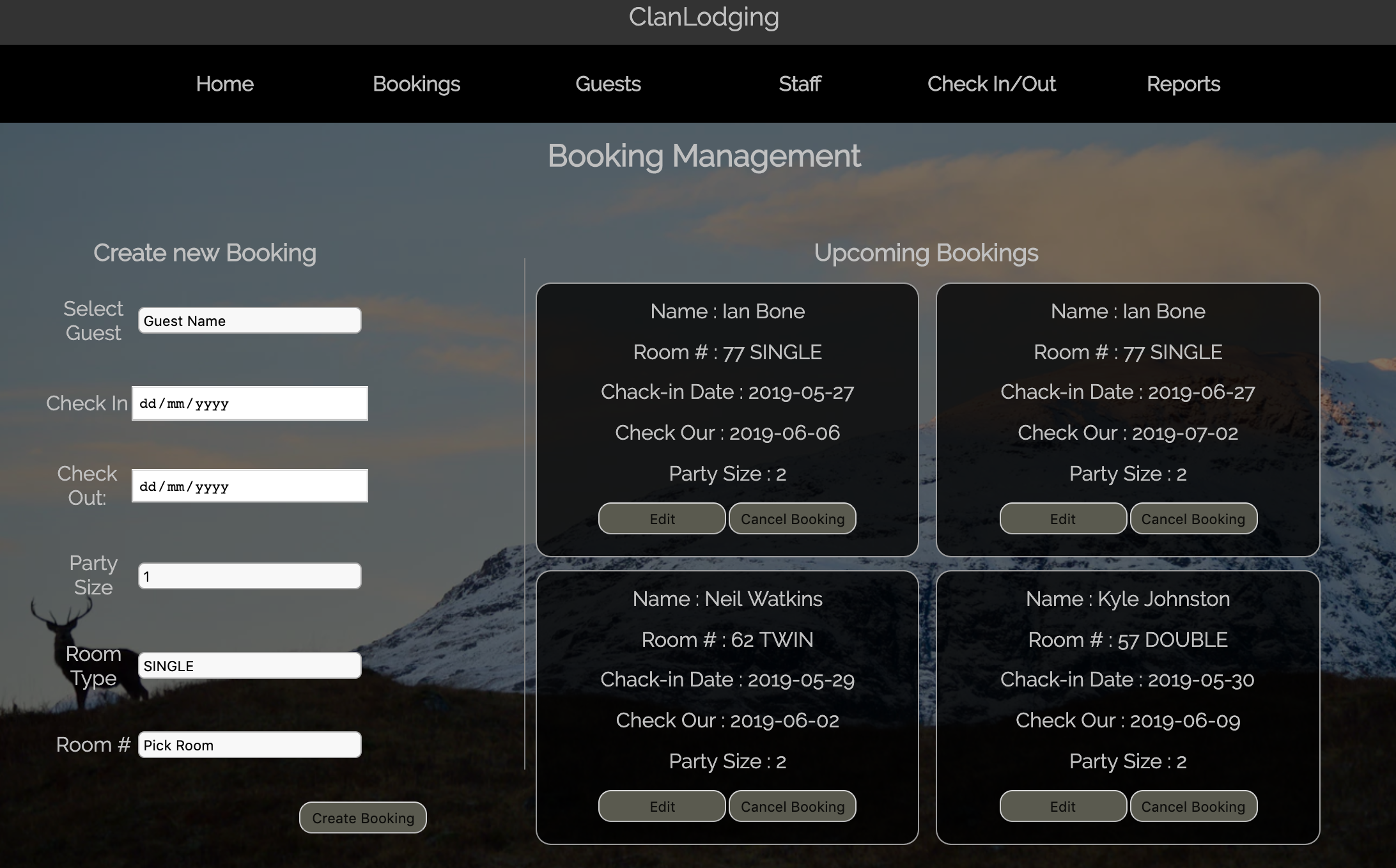 GitHub - ianbone1/ClanLodging: CodeClan Project Hotel Booking System using Java, JavaScript ...