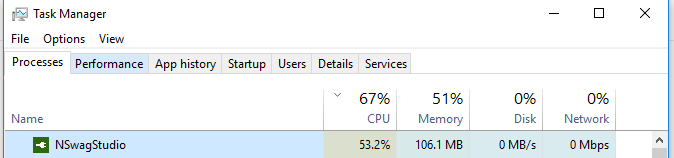 High CPU usage for NSwagStudio · Issue #954 · RicoSuter/NSwag · GitHub