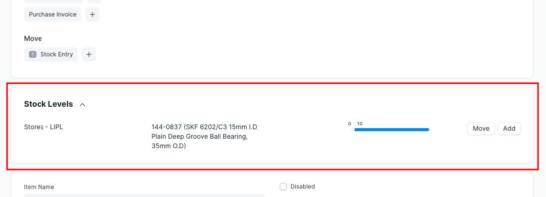 ERPNext: v13.2.1 (version-13) - Item master "Stock Level " section requires additional refresh ...