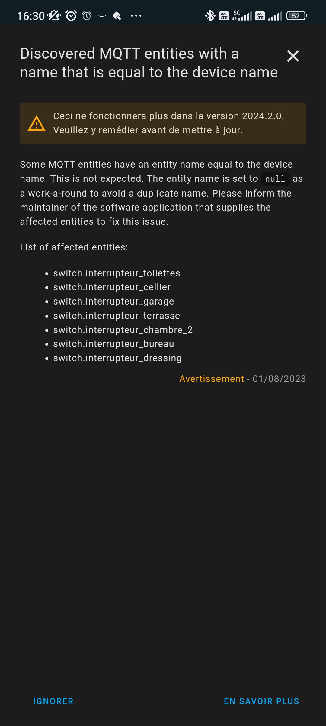 `MQTT device name is equal to entity name in your config` error in Home Assistant 2023.8 · Issue ...