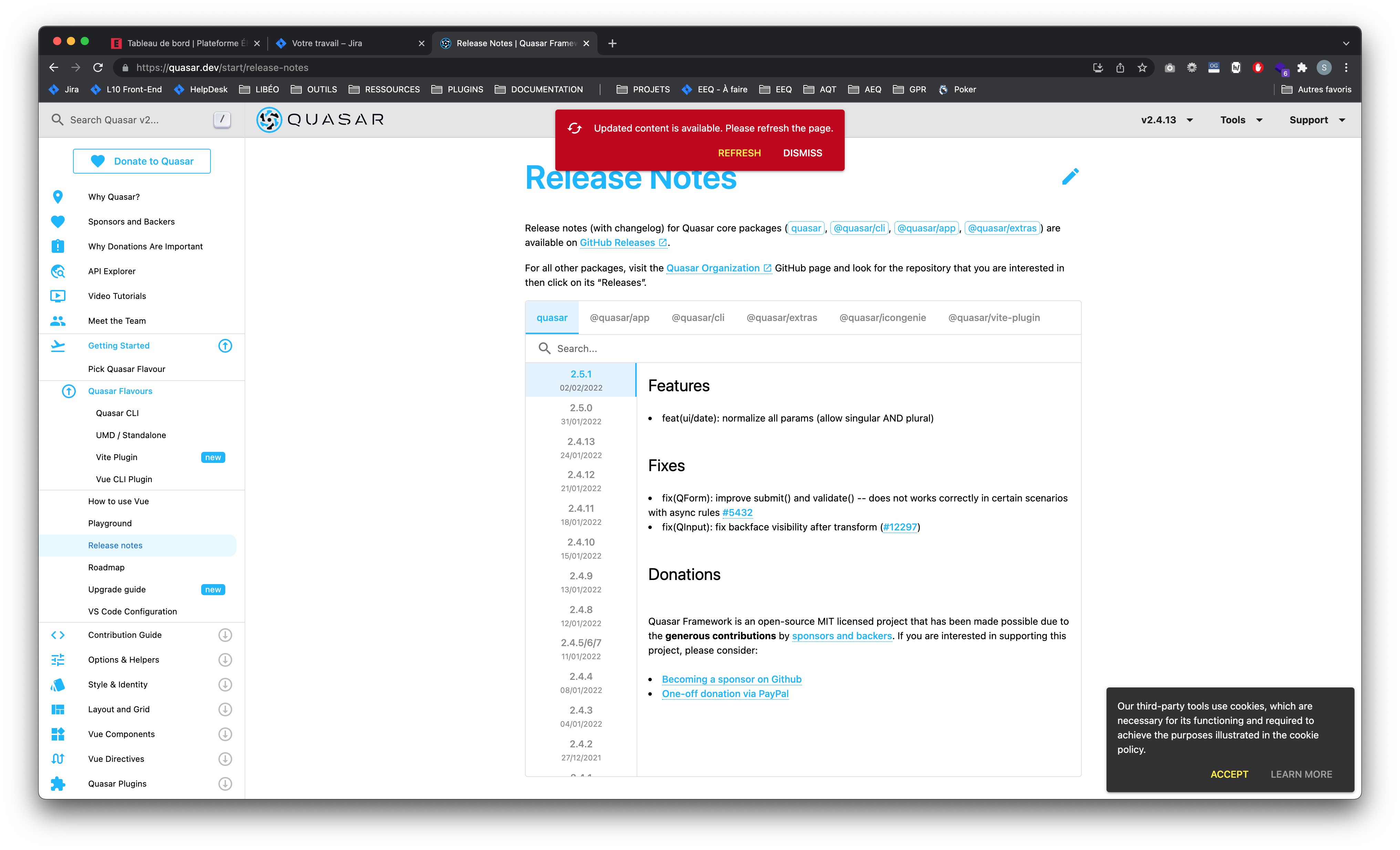 Updated Content Is Available Please Refresh The Page · Issue 12312 · Quasarframeworkquasar 