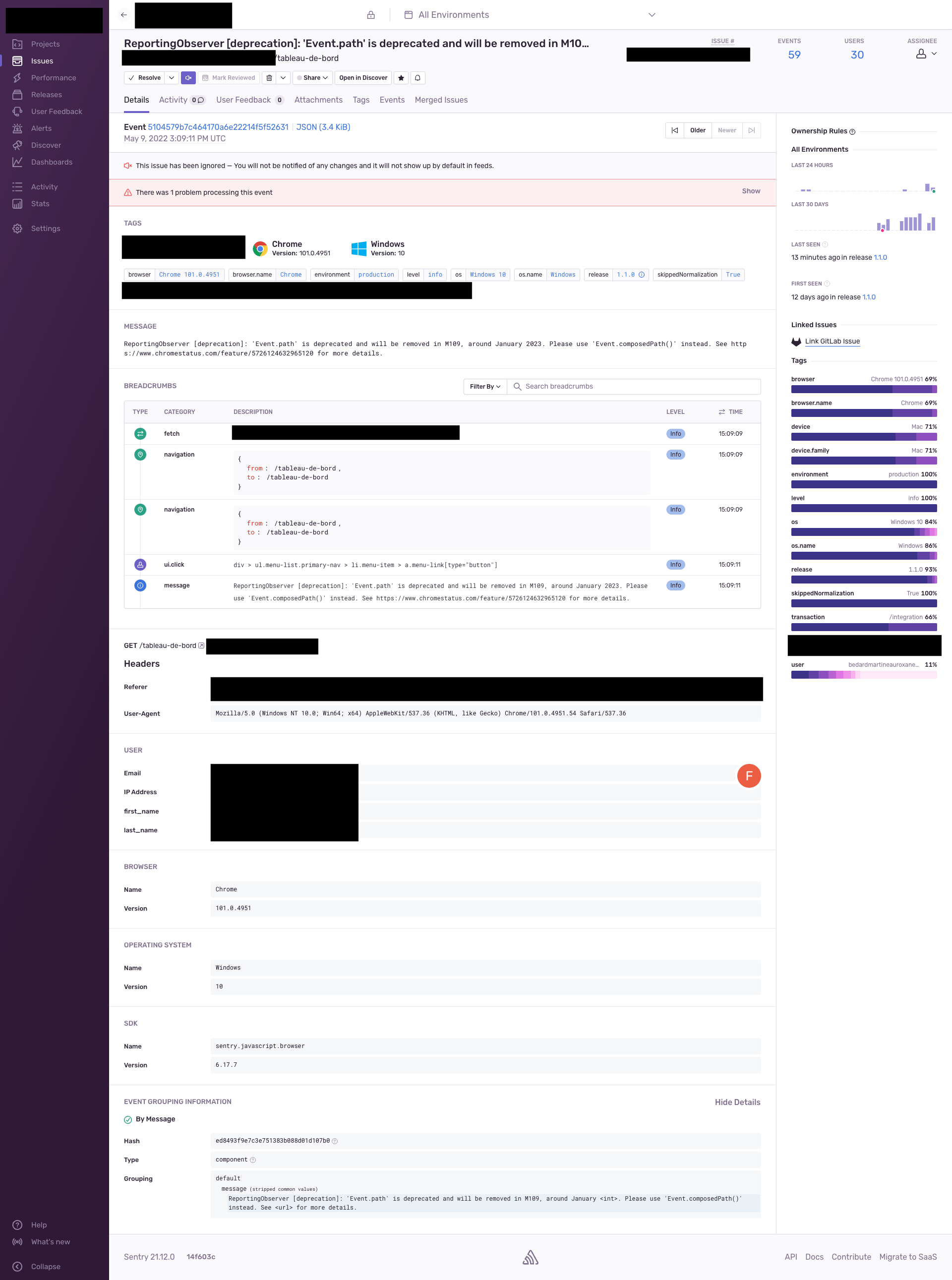 Missing sourceFile key when using ReportingObserver · Issue #5056 · getsentry/sentry-javascript ...