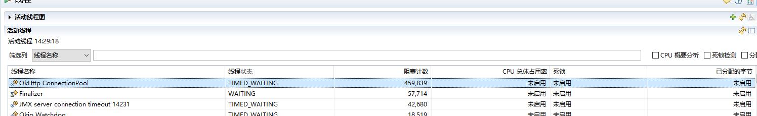 When use OkHttpClient,Java Mission Control Thread Blocking Count NUM column display a big Num ...