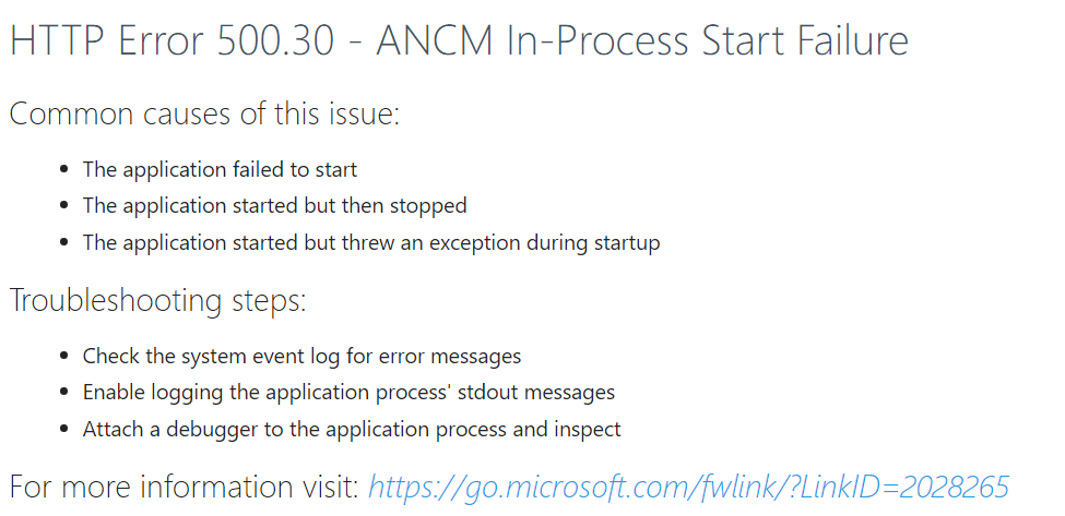 HTTP Error 502.5 - ANCM Out-Of-Process Startup Failure · Issue #11885 · dotnet/aspnetcore · GitHub