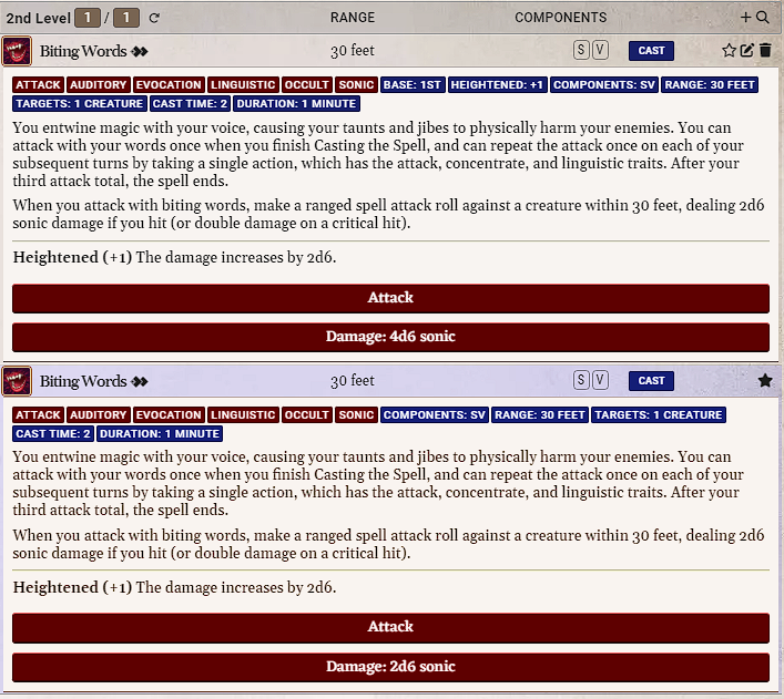 [Bug] Damage button on signature spells does not apply heightening · Issue #7484 · foundryvtt ...