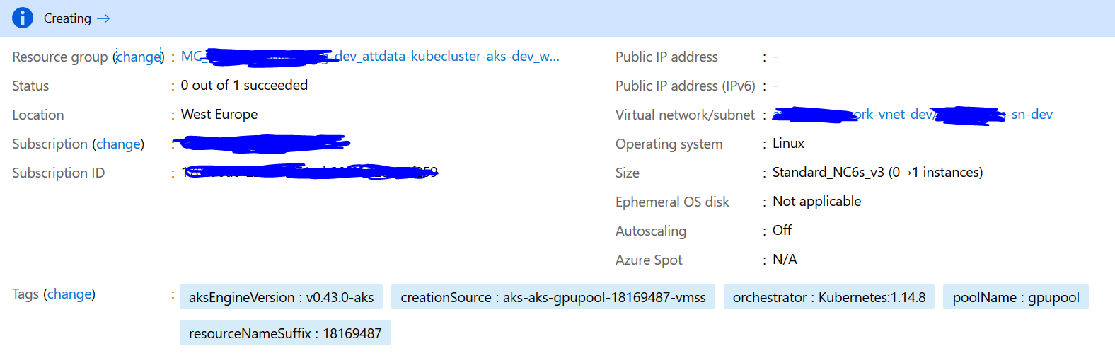 Aks With K8s 1148 Vmssnode Pool Creation On Nc6sv3 Failed · Issue