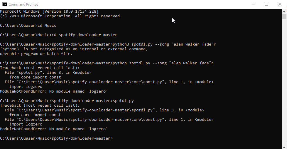 ModuleNotFoundError: No module named 'logzero' [On Python 3.7] · Issue #343 · spotDL/spotify ...