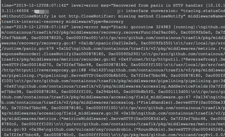 Missing Method Closenotify Middlewarenametraefik Internal Recovery Middlewaretyperecovery