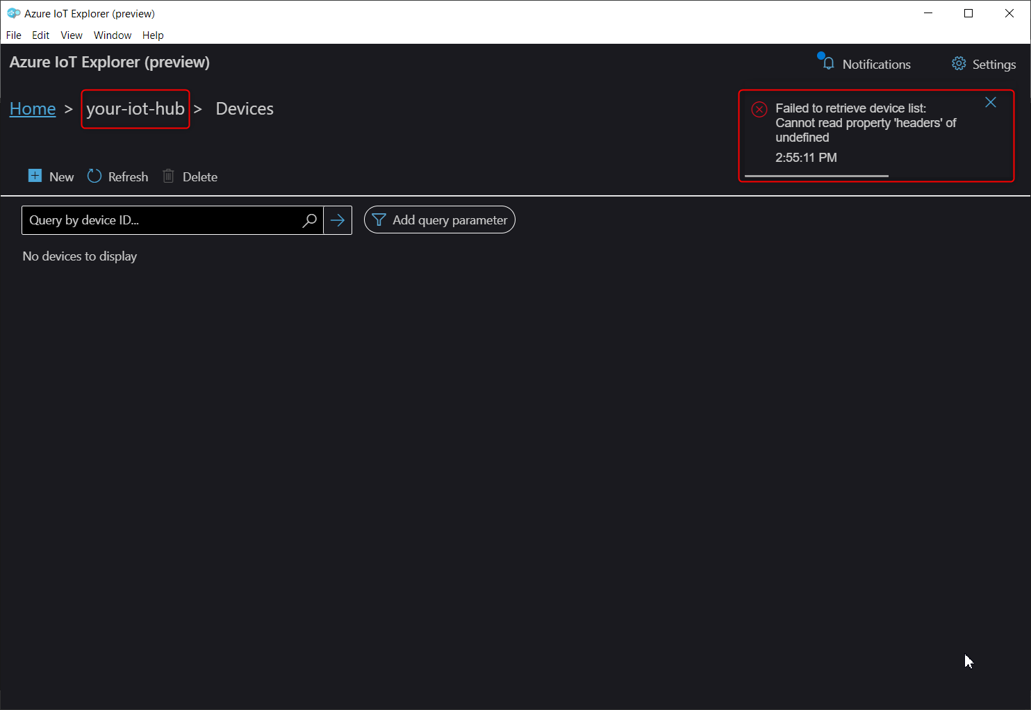 [bug] Azure Iot Explorer V0 12 0 Is Not Able To Retrieve The Device List · Issue 363 · Azure
