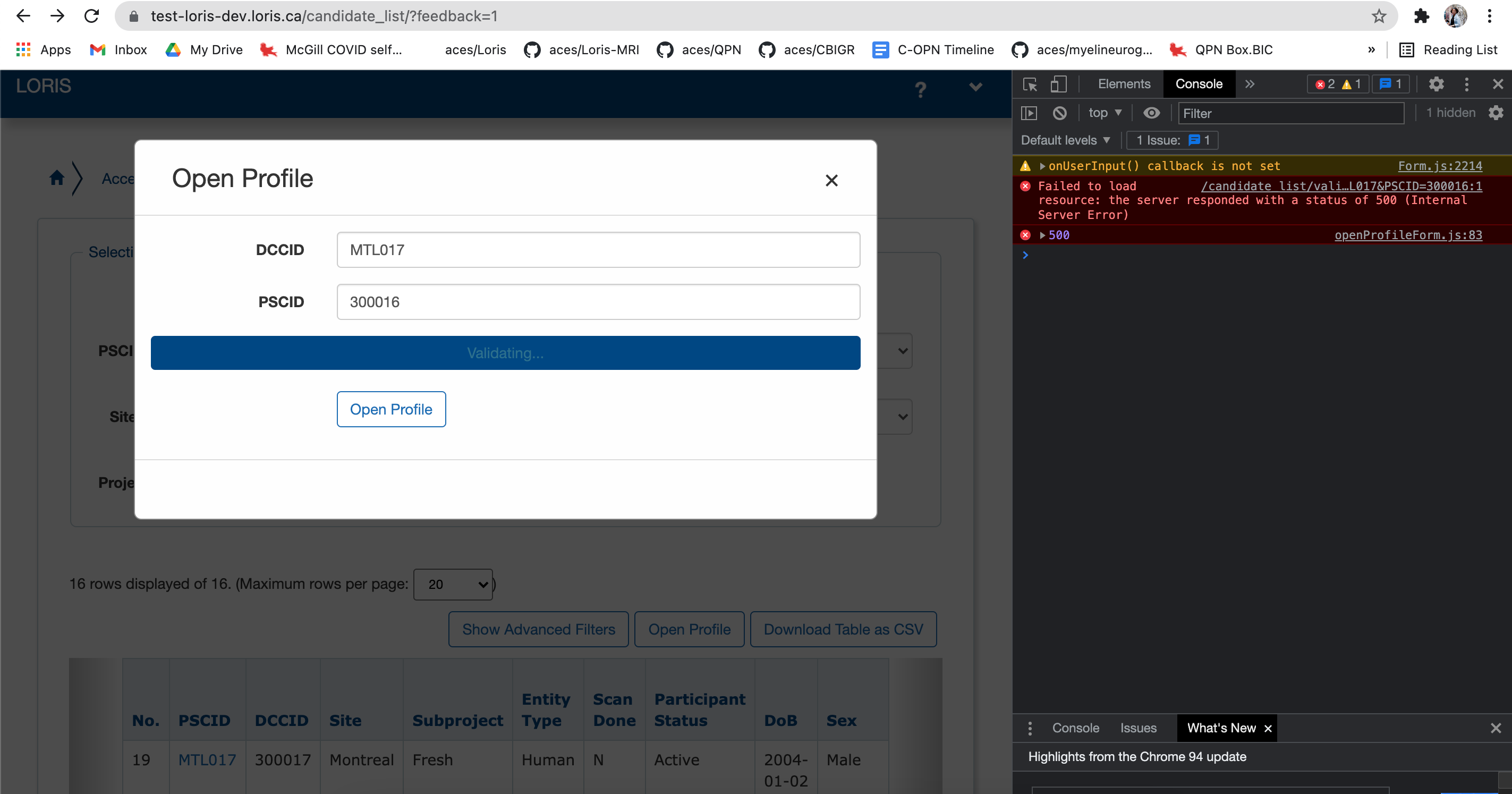 [candidate_list] Open Profile form gives 500 error · Issue #7612 · aces/Loris · GitHub