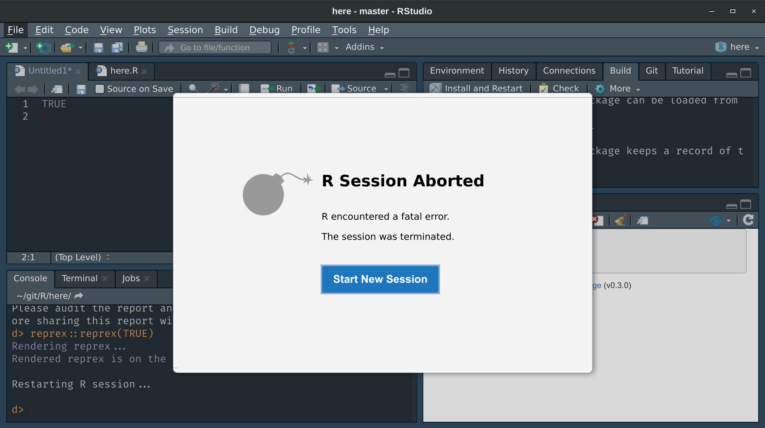 Reproducible Crash With Reprex In Viewer Pane And Buildinginstalling A Package · Issue 7382 