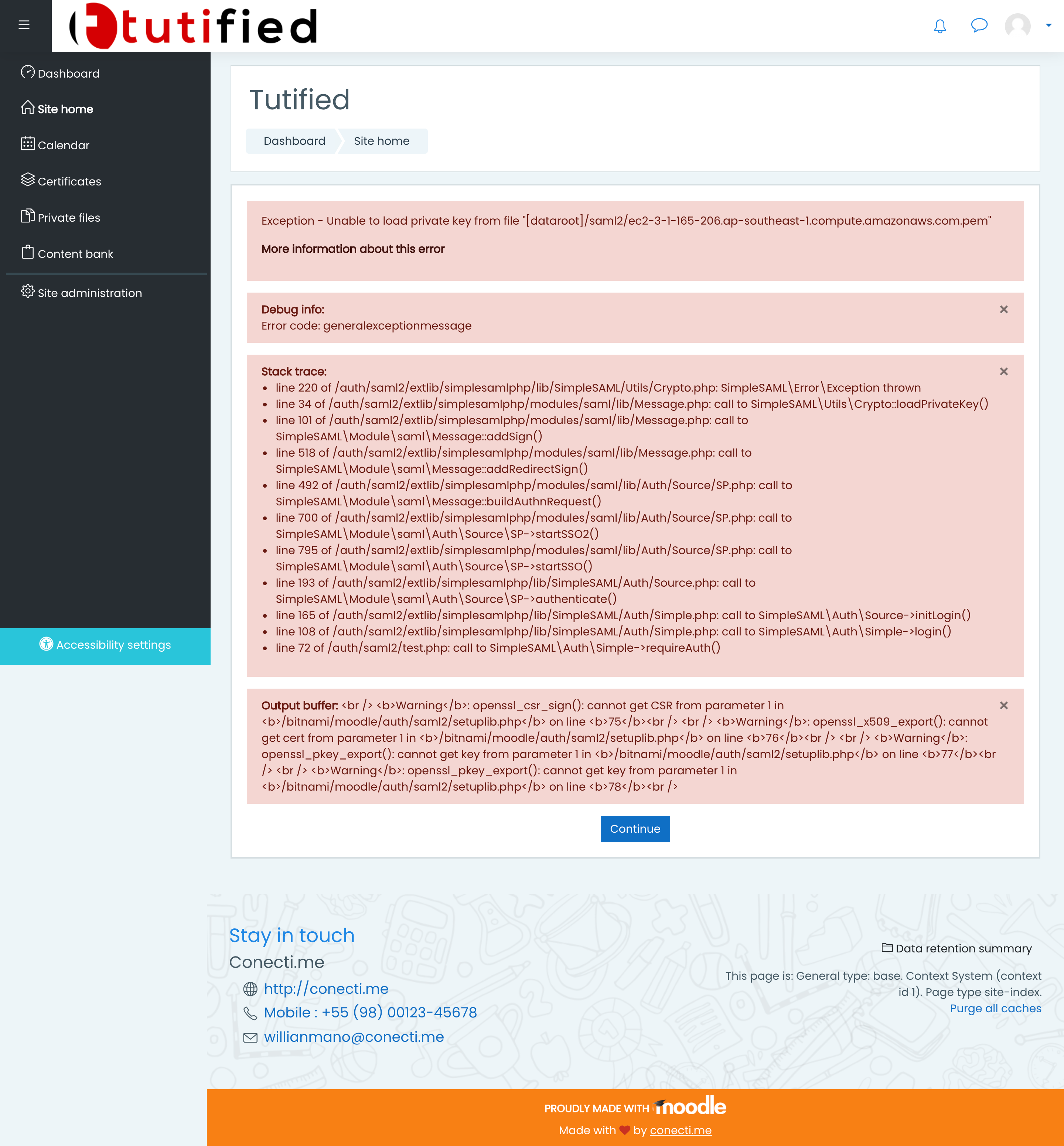 Exception Unable To Load Private Key From File Error On Moodle 310
